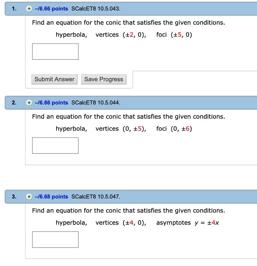 Solved 1 -+6.66 points SCalcET8 10.5.043. Find an equation | Chegg.com