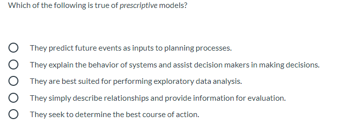 Solved Which of the following is true of prescriptive | Chegg.com