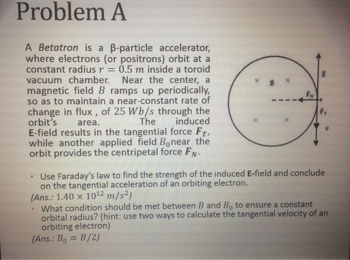 Solved Problem A A Betatron is a β-particle accelerator, | Chegg.com