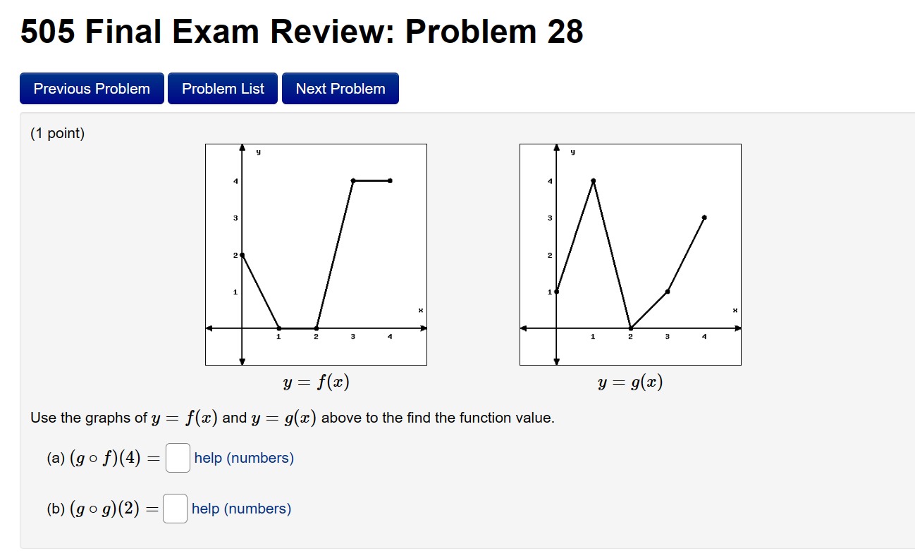 Solved 505 Final Exam Review: Problem 28 (1 point) Use the | Chegg.com