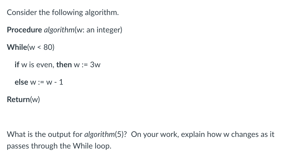 Solved Consider the following algorithm. Procedure | Chegg.com