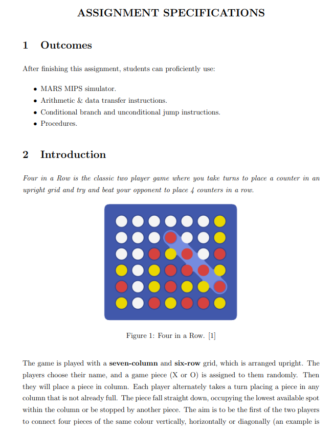 ASSIGNMENT SPECIFICATIONS 1 Outcomes After finishing | Chegg.com
