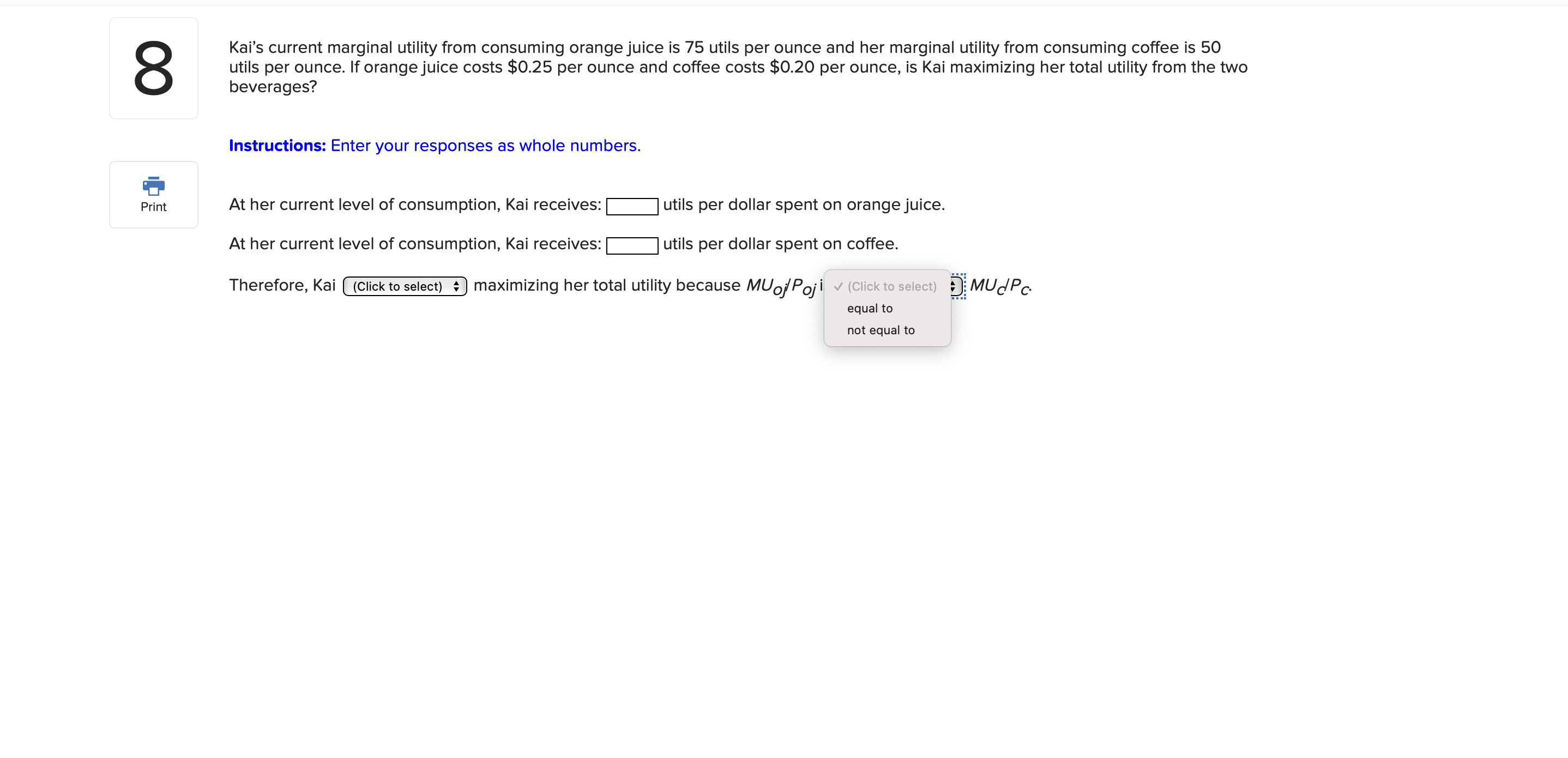 Solved Kai's current marginal utility from consuming orange | Chegg.com