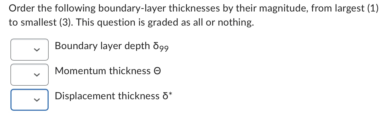 Solved Order the following boundary-layer thicknesses by | Chegg.com