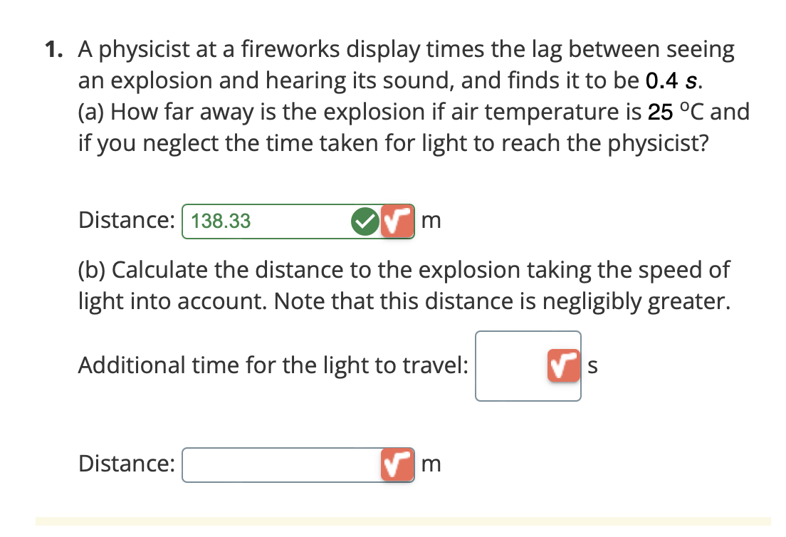 A physicist at a fireworks display times the lag | Chegg.com