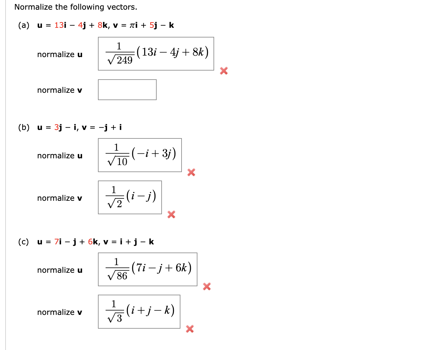 Solved Normalize the following vectors. (a) | Chegg.com