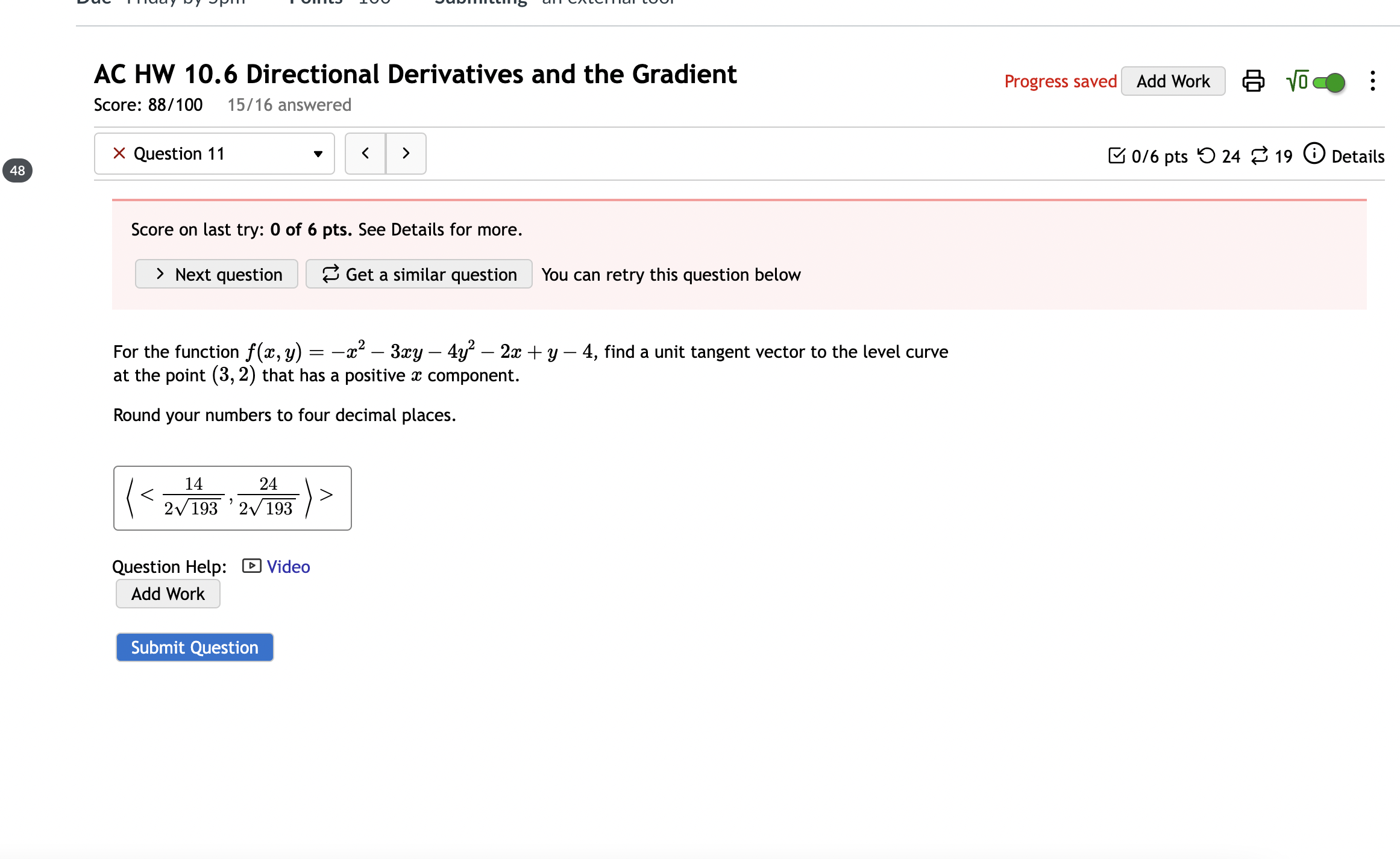 Solved AC HW 10.6 Directional Derivatives and the Gradient | Chegg.com