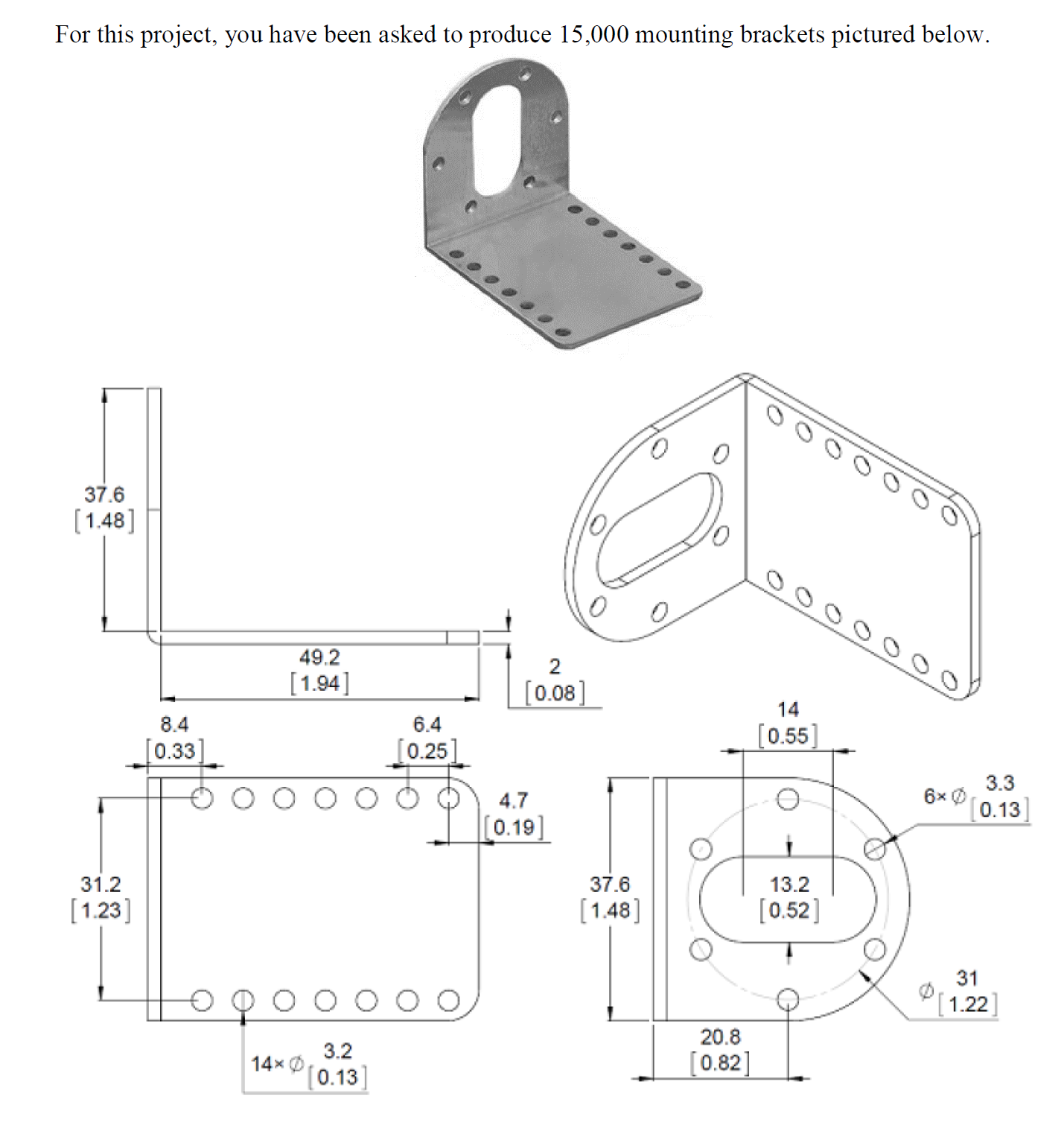 Solved 1. The bracket should support a maximum bending | Chegg.com