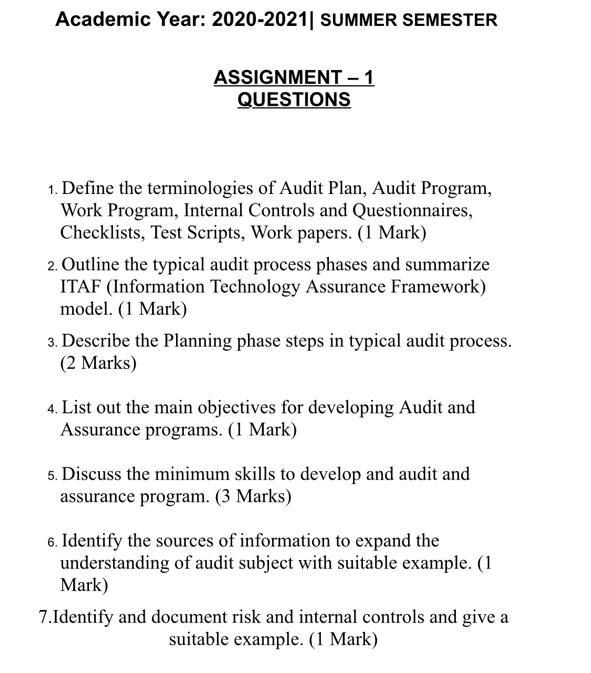 Solved Academic Year: 2020-2021 SUMMER SEMESTER ASSIGNMENT - | Chegg.com