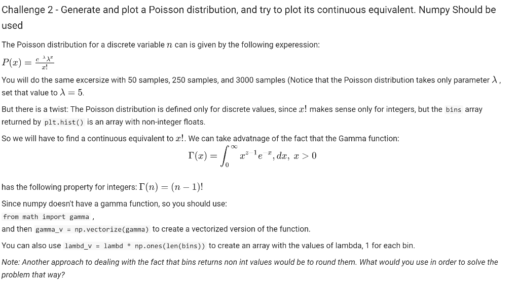 Challenge 2 - Generate and plot a Poisson | Chegg.com