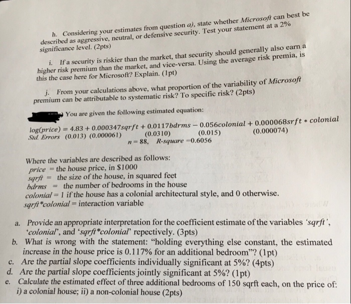 fied as: Consider the CAPM model for Microsoft | Chegg.com