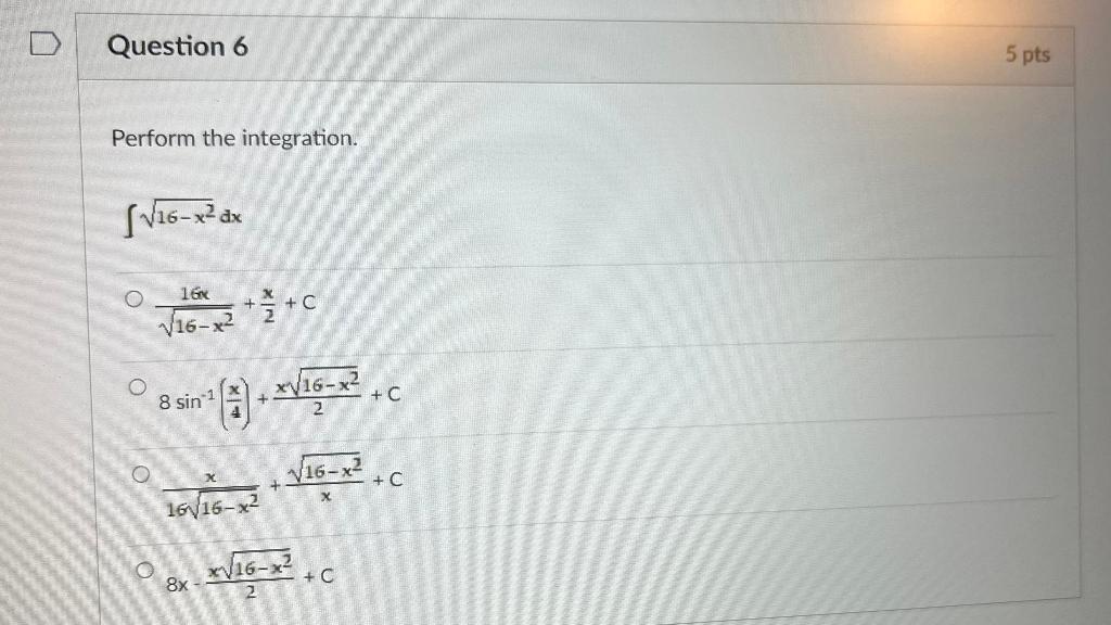 Solved Perform the integration. | Chegg.com