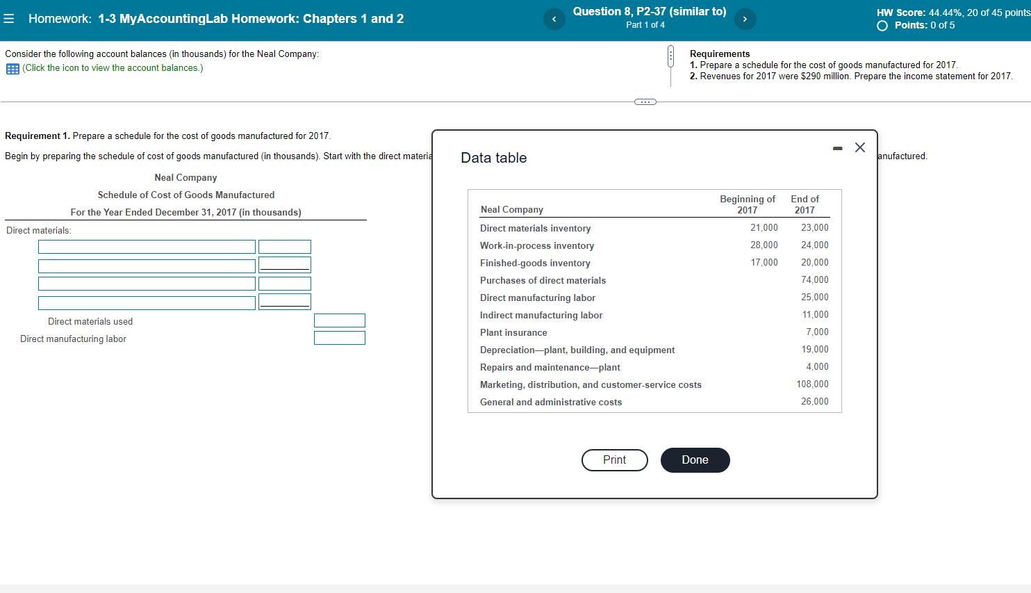 Solved = Homework: 1-3 My AccountingLab Homework: Chapters 1 | Chegg.com