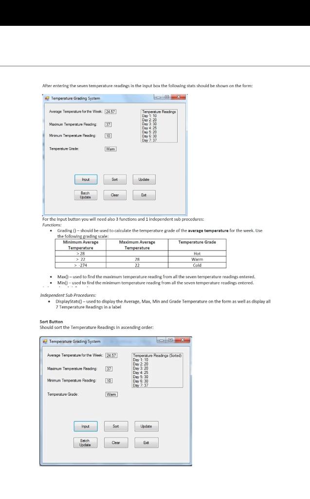 Solved You are to create a basic Temperature grading | Chegg.com