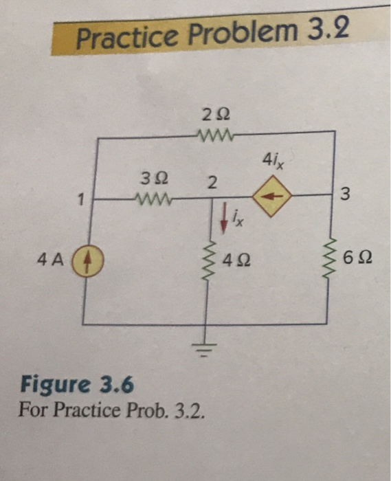 Solved Practice Problem 3.2 2Ω 3Ω 2 3 4 A 4Ω 6Ω Figure 3.6 | Chegg.com