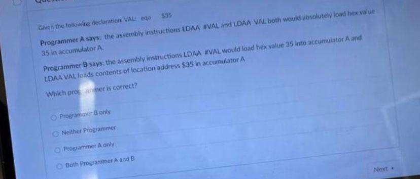 Solved tructions LDAA IVAL and L.DAA VAL both wouid | Chegg.com