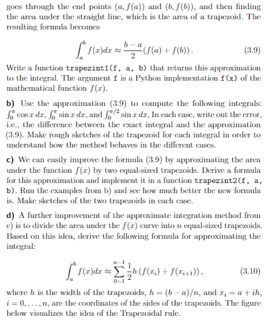 Exercise 3.6: Integrate a function by the Trapezoidal | Chegg.com