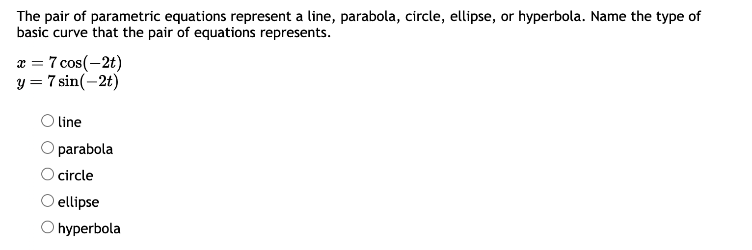 Solved The pair of parametric equations represent a line, | Chegg.com