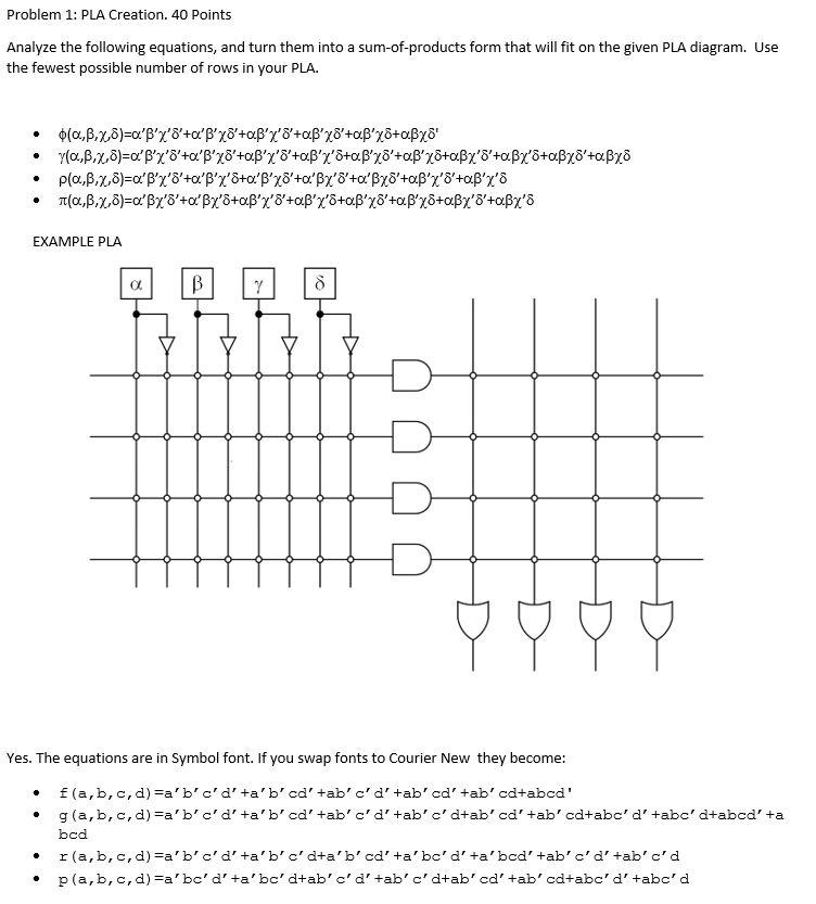 Solved Problem 1: PLA Creation. 40 Points Analyze the | Chegg.com