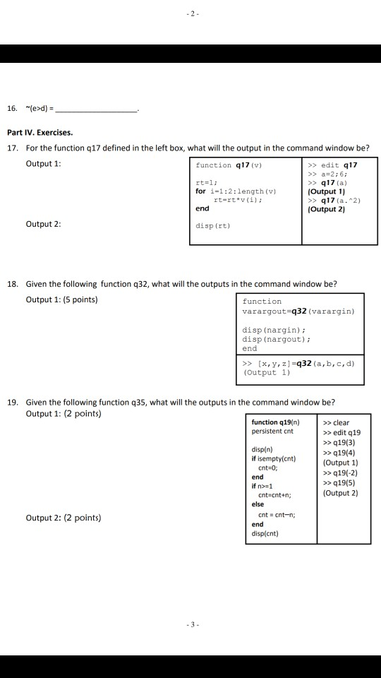 Solved Part IV. Exercises. 17. For the function q17 defined | Chegg.com