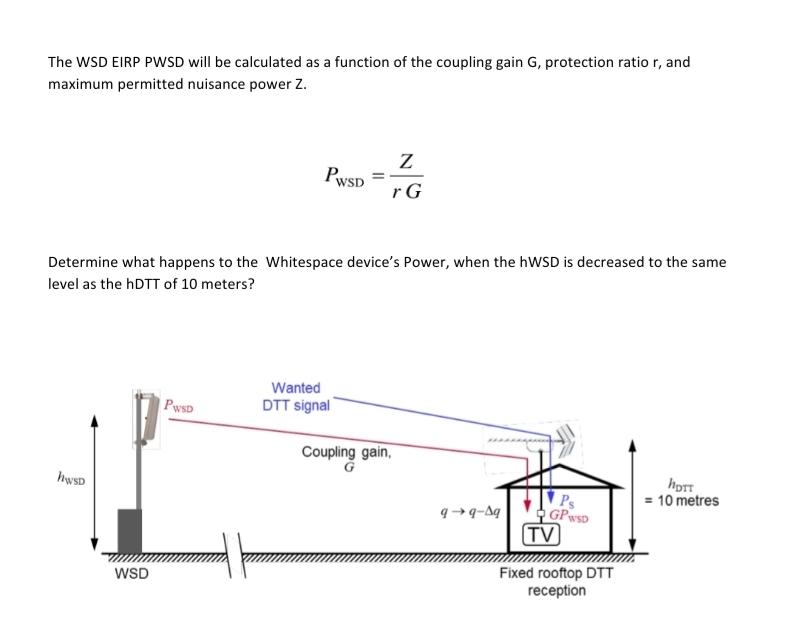 Solved The WSD EIRP PWSD will be calculated as a function of | Chegg.com