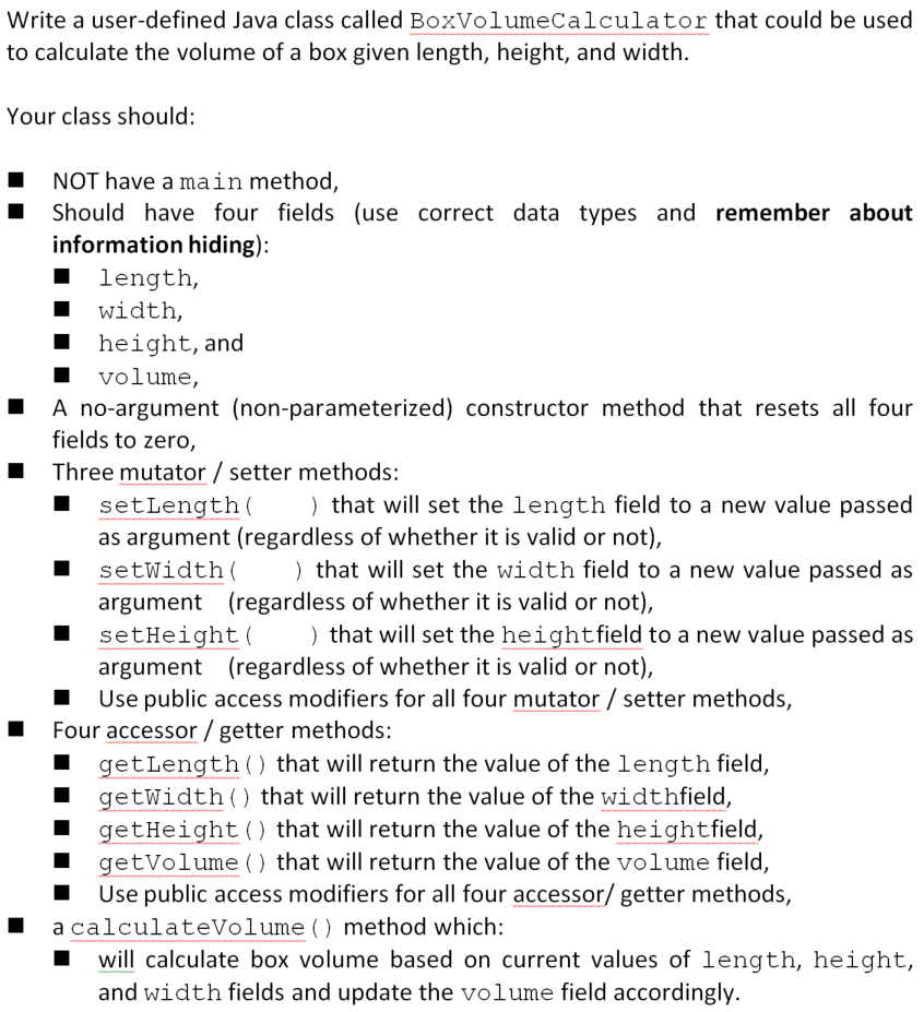 Solved Write a user-defined Java class called | Chegg.com