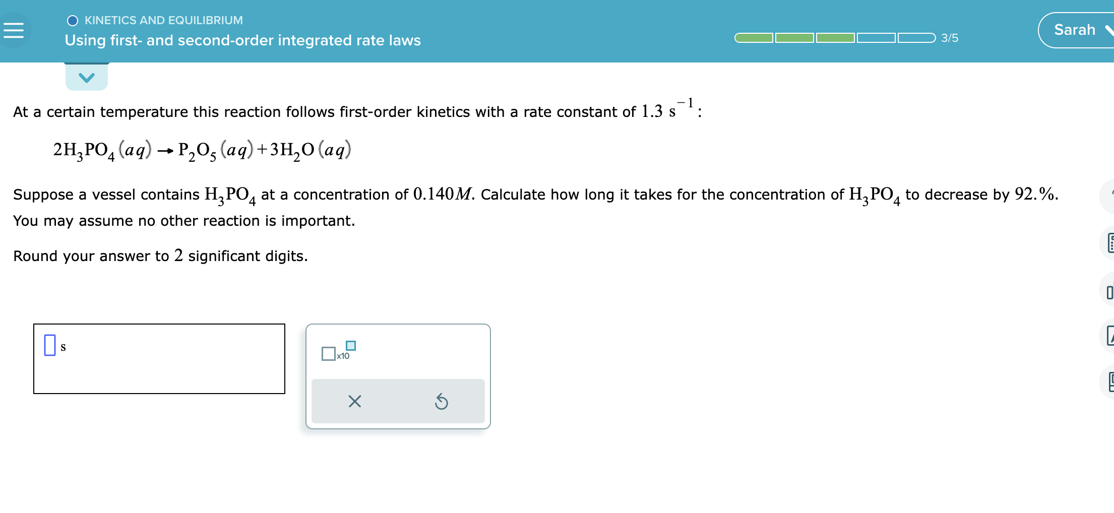 Solved KINETICS AND EQUILIBRIUM Using first- and | Chegg.com