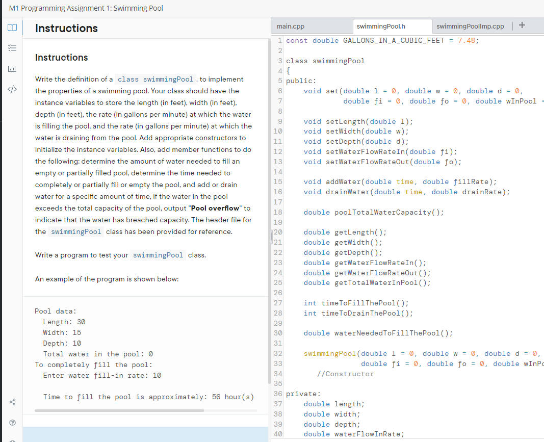 Solved Instructions IN C++ Write the definition of a class | Chegg.com