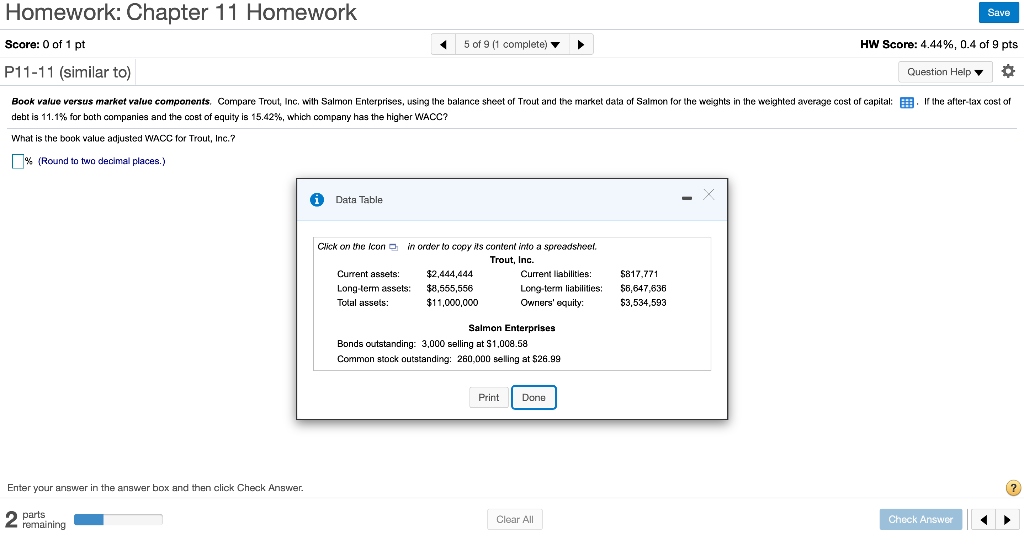 Solved Homework Chapter 11 Homework Save Score 0 Of 1 Pt 1