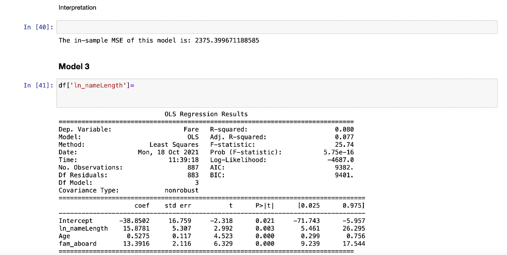 Part 2 - Multiple linear regression model • Using the | Chegg.com
