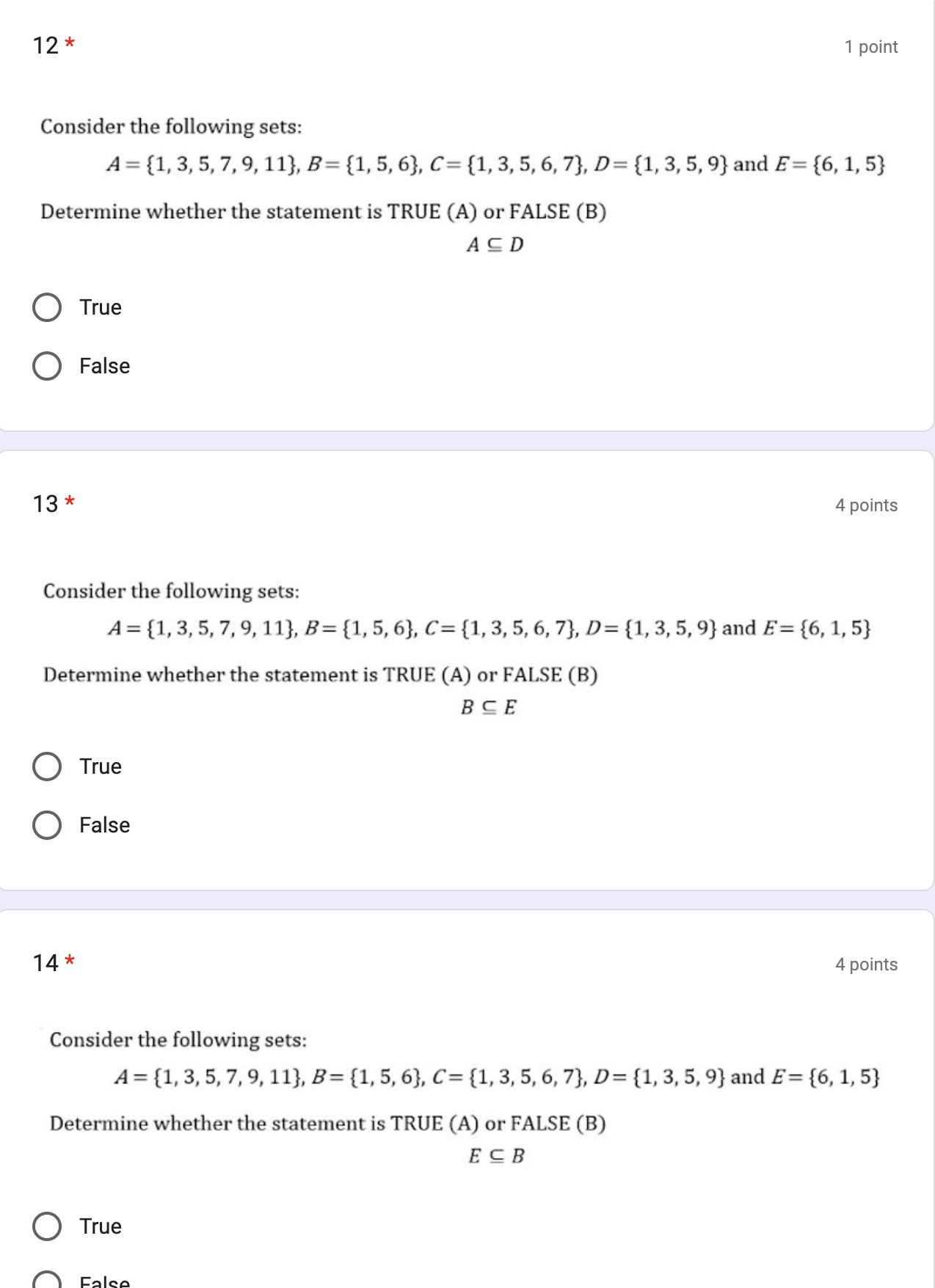 Consider the following sets: | Chegg.com