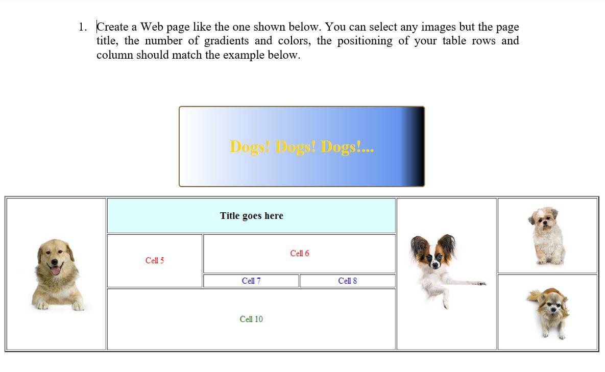 Solved 1. Create a Web page like the one shown below. You | Chegg.com