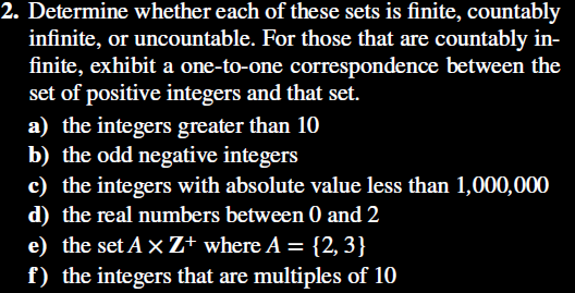 Solved 2. Determine whether each of these sets is finite, | Chegg.com