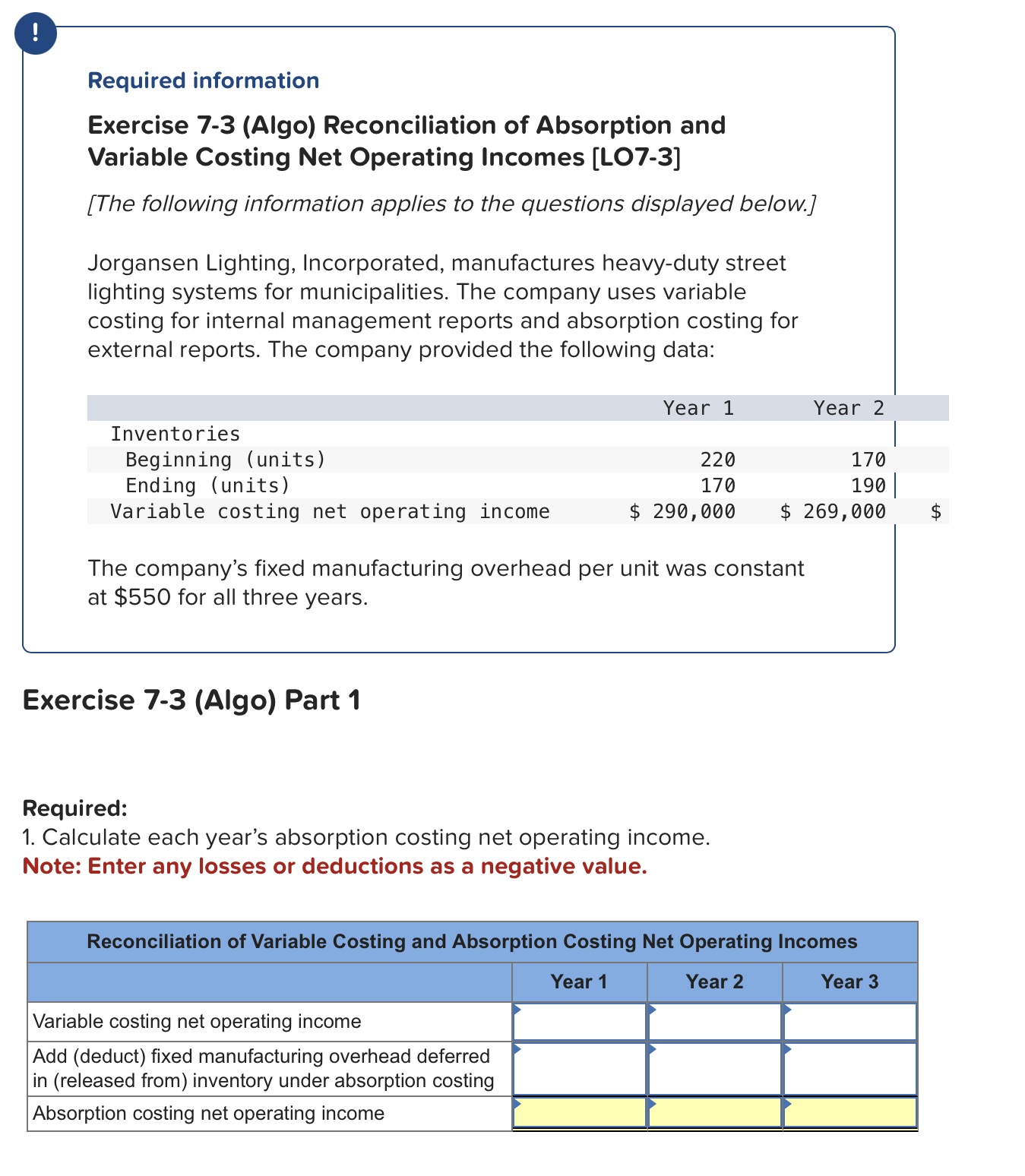 Required informationExercise 7-3 (Algo) | Chegg.com