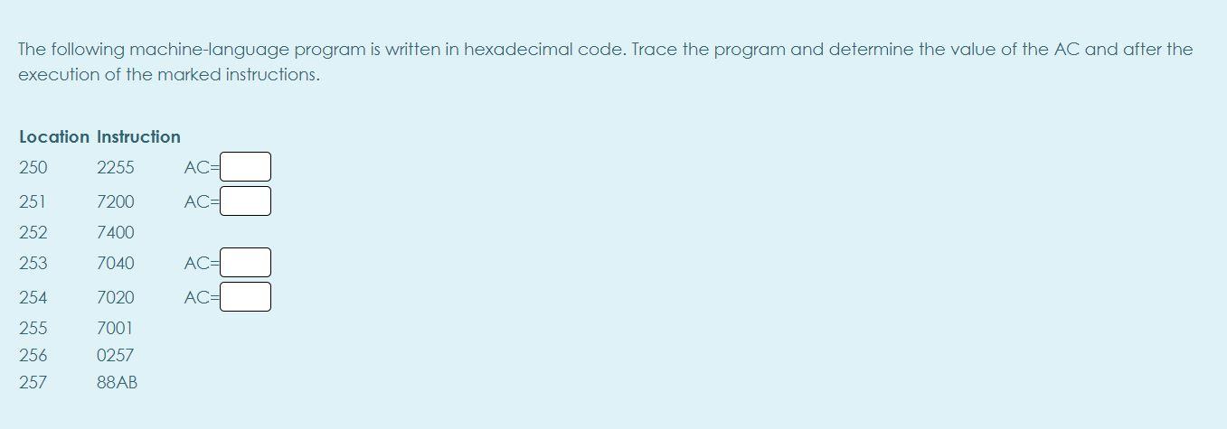Solved The Following Machine Language Program Is Written In 5874