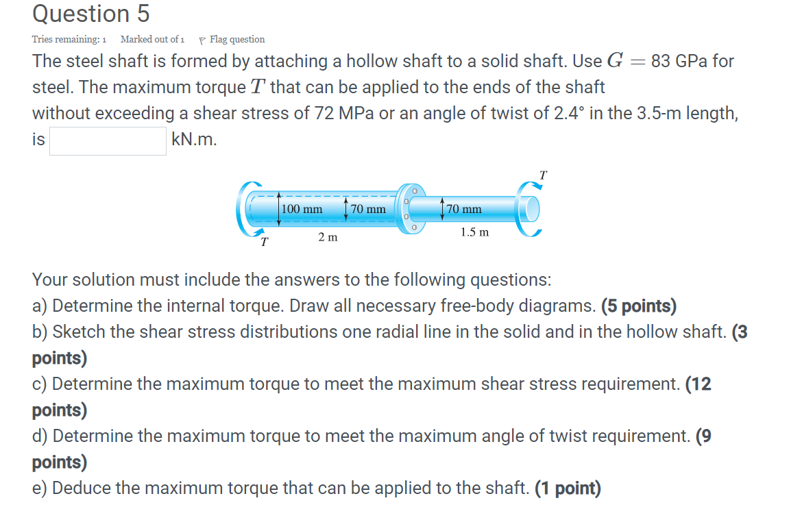 Solved Question 5 Tries remaining: 1 Marked out of 1 p Flag | Chegg.com
