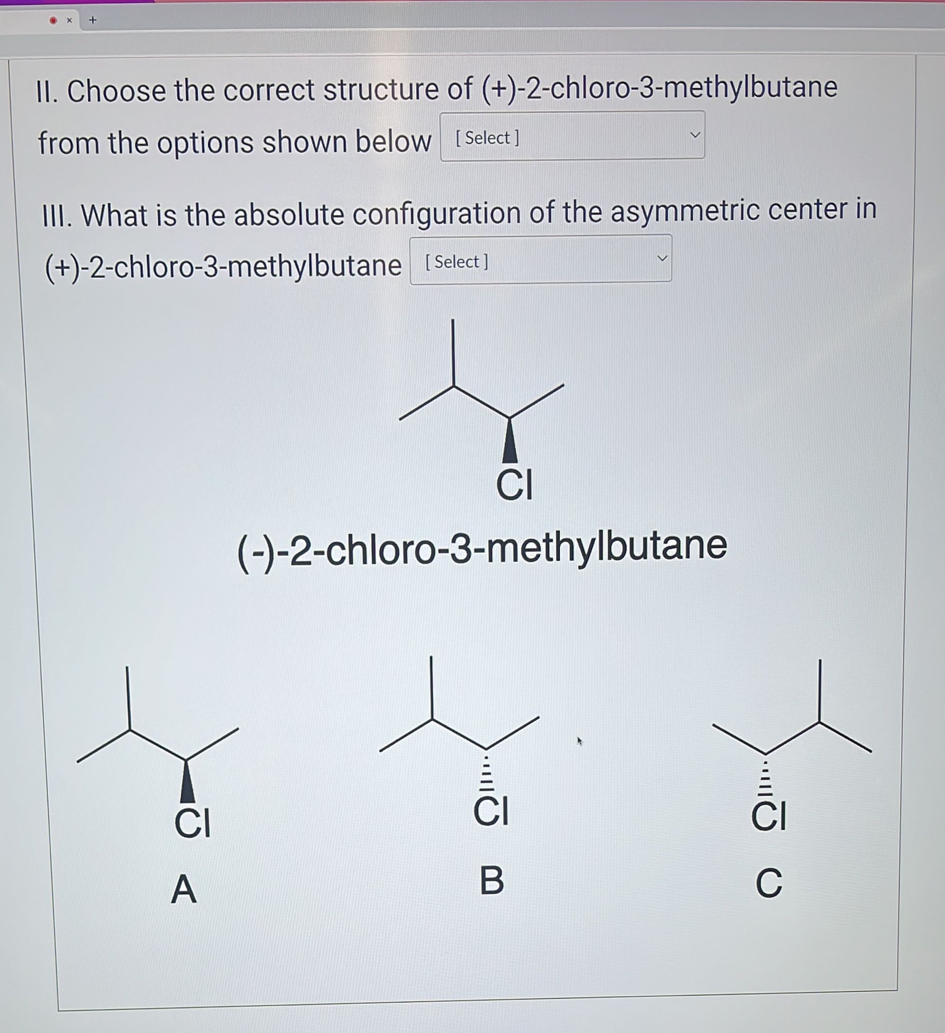 2-chloro-3-methylbutane A B C | Chegg.com