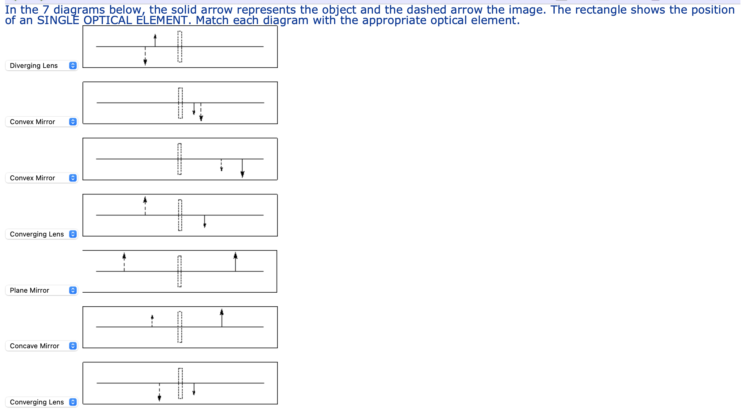 Solved In the 7 ﻿diagrams below, the solid arrow represents | Chegg.com