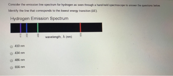Solved Consider the emission line spectrum for hydrogen as | Chegg.com