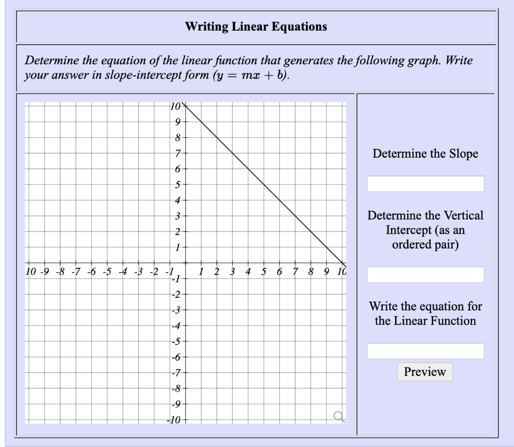 Solved Writing Linear Equations Determine the equation of | Chegg.com
