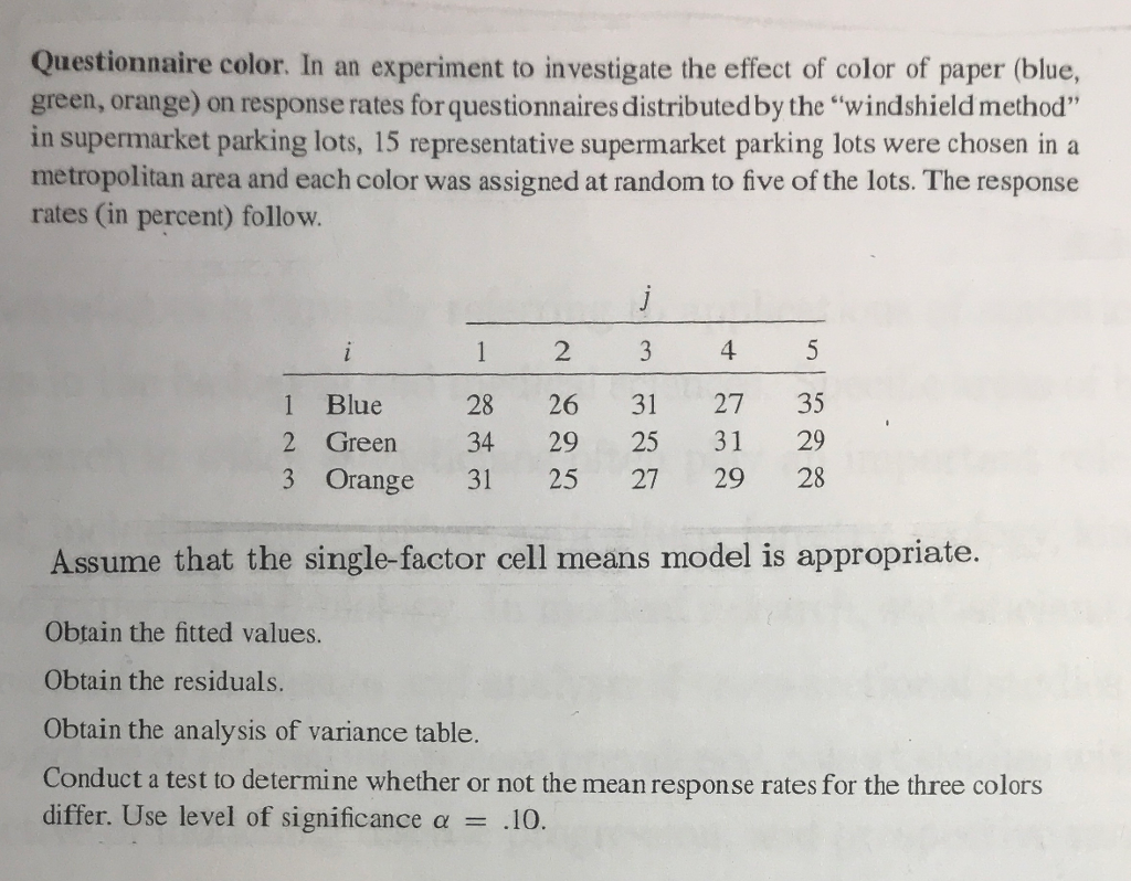 Solved In an experiment to investigate the effect of color | Chegg.com