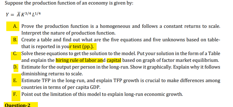 Solved Suppose the production function of an economy is | Chegg.com