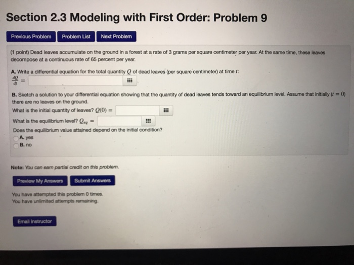 Solved Section 2 3 Modeling With First Order Problem 9