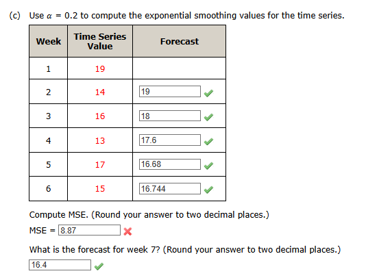 Solved COMPUTE MSE(c) ﻿Use alpha=0.2 ﻿to compute the | Chegg.com