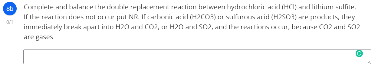 Solved 8а 0/1 Complete and balance the double replacement | Chegg.com