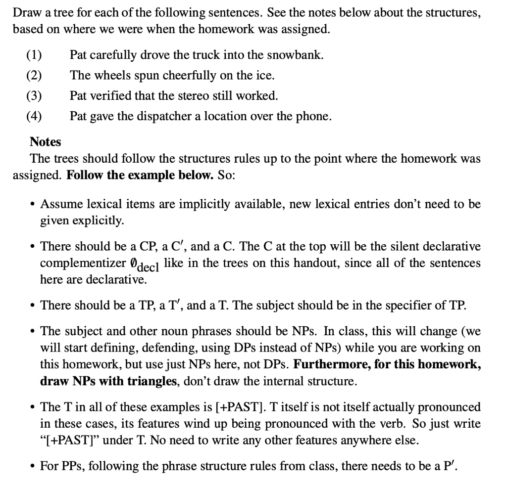 Draw a tree for each of the following sentences. See | Chegg.com