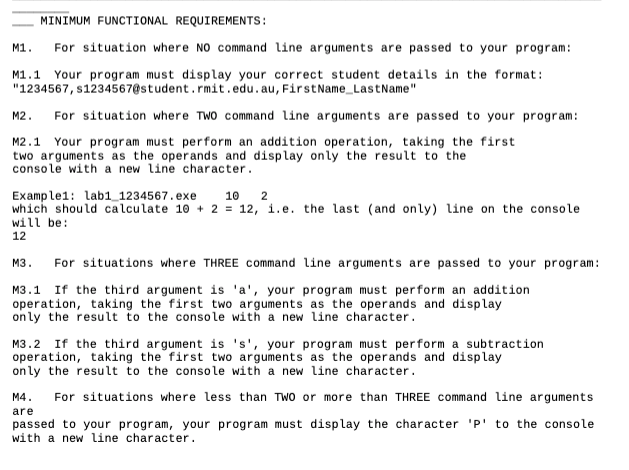 Solved M1. M2. MINIMUM FUNCTIONAL REQUIREMENTS: For | Chegg.com