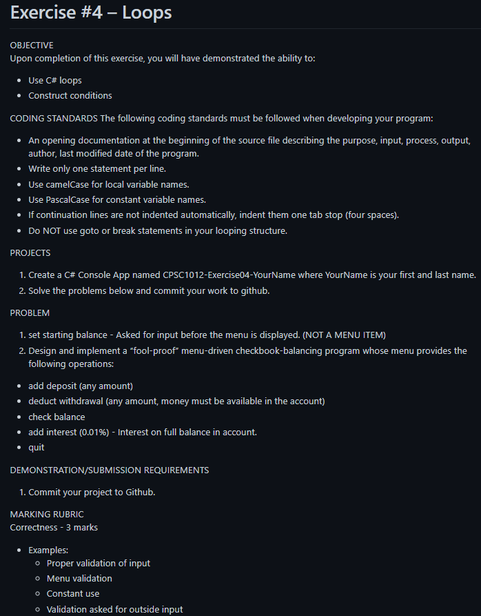Solved Exercise #4 – Loops OBJECTIVE Upon completion of this | Chegg.com