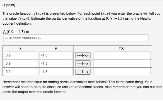 Solved (1 point) Given f(x, y) = x+y + 4xys. Compute: as = | Chegg.com