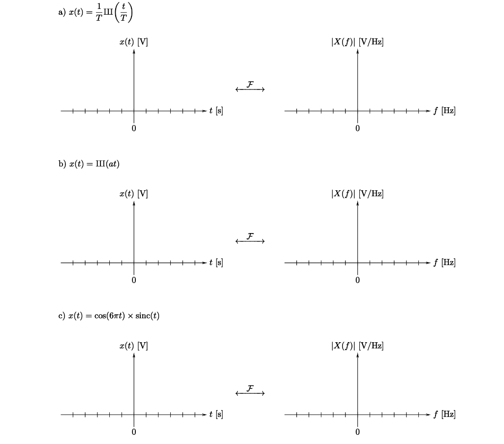 Solved x(t)=T1⨿(Tt) x(t)=⨿(at) x(t)=cos(6πt)×sinc(t) | Chegg.com